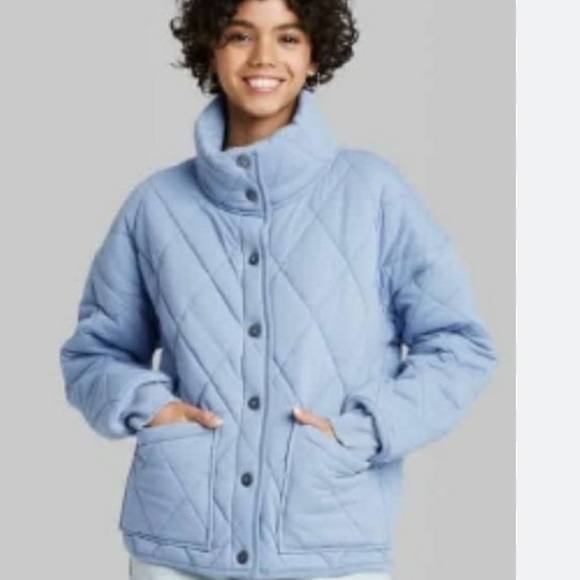 wild fable | Jackets & Coats | Baby Blue Wild Fable Quilted Crop Jacket ...